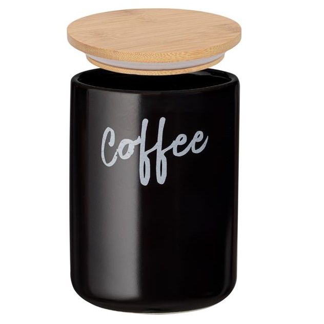 Recipient din ceramica cu capac din bambus pentru cafea, Neirini, Negru ...