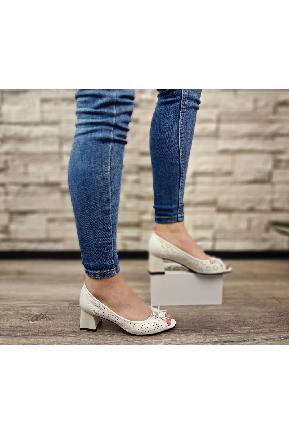 Pantofi eleganti, dama, EPICA, 2S383-NZ1306 alb, piele naturala, cu toc ...