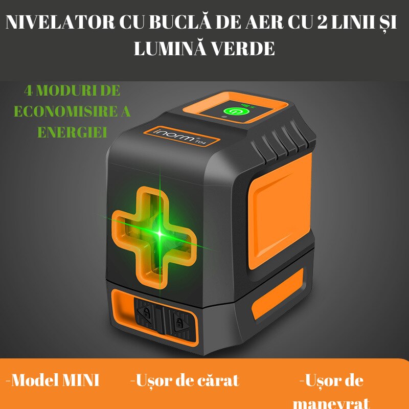 Nivela laser, INROM, 360° grade cu 2 linii in cruce, 30m, ip54 ...