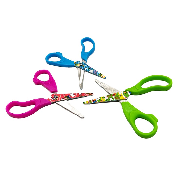 Set 3 foarfeci color pentru copii, pentru uz scolar si casnic, 13,5 cm ...