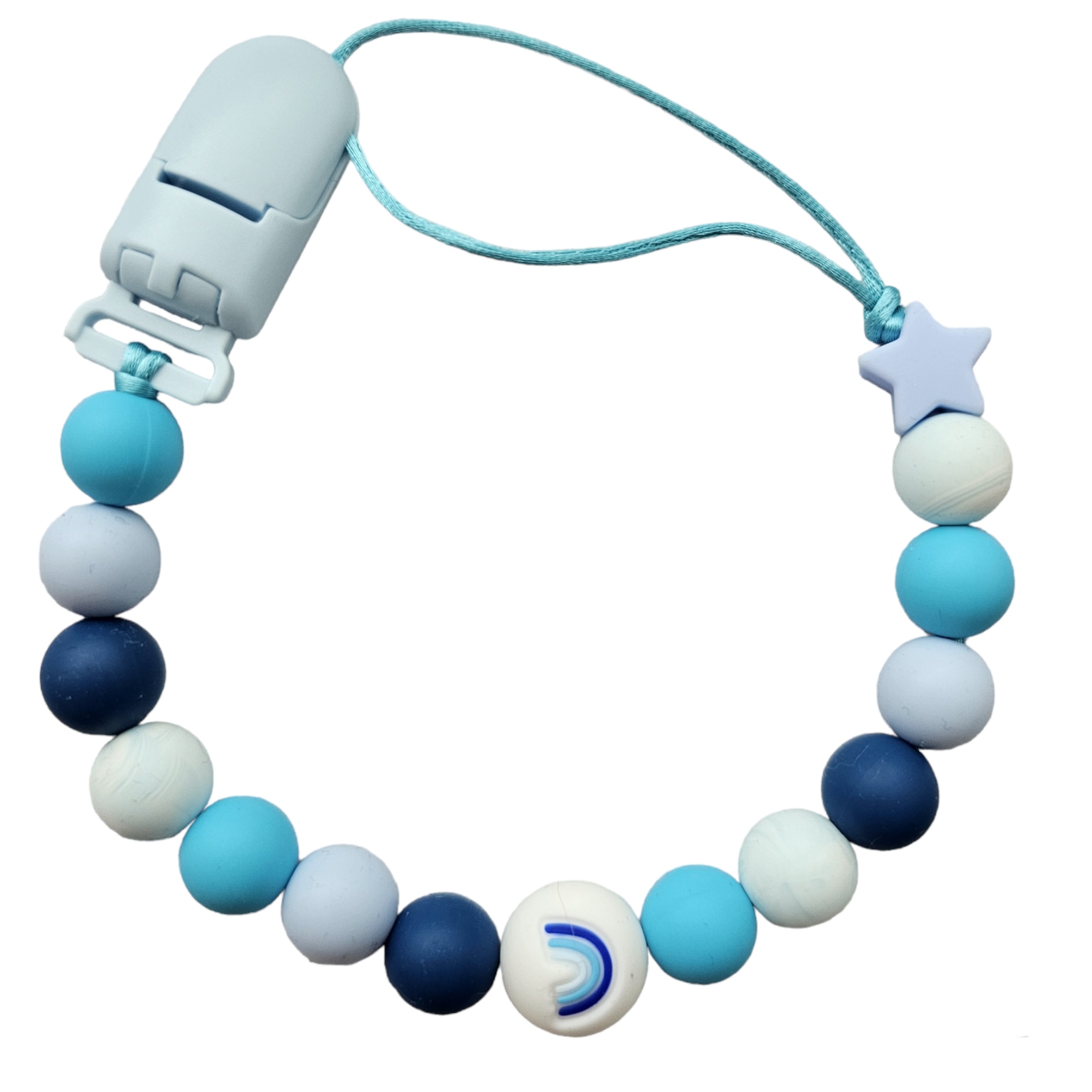 Lantisor pentru suzeta din silicon alimentar, Curcubeu albastru - eMAG.ro