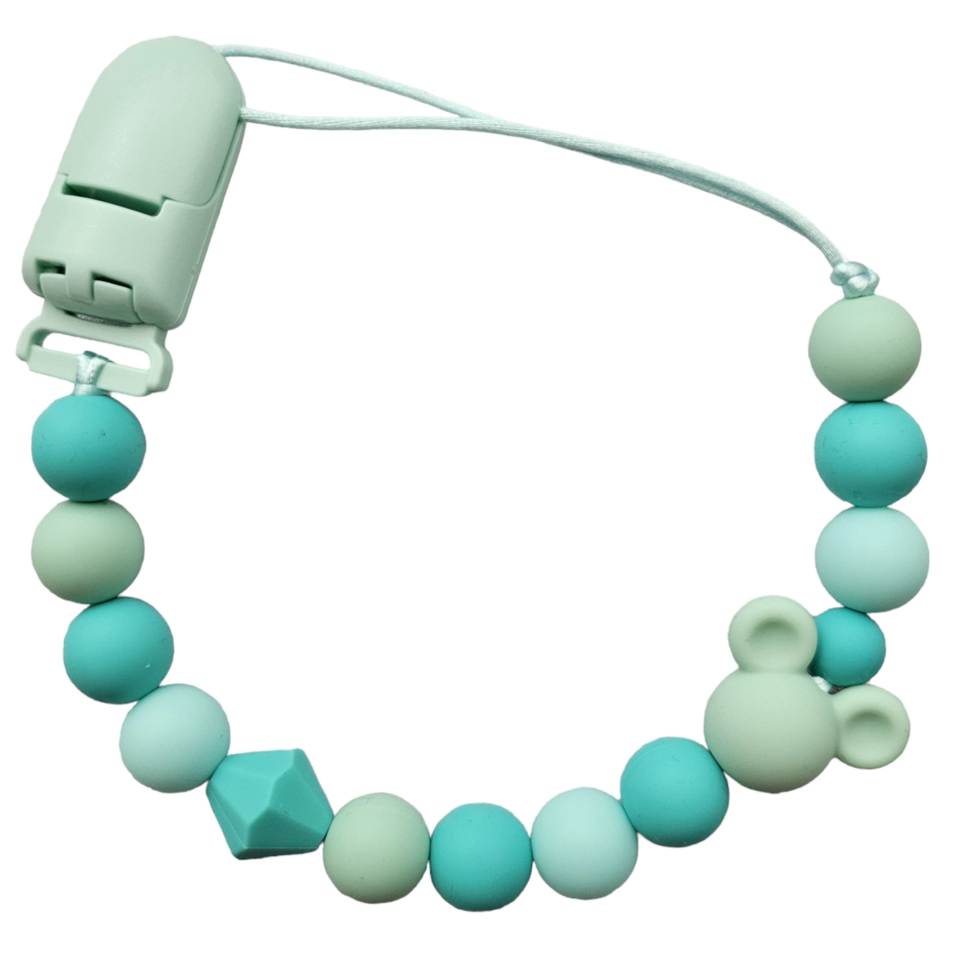 Lantisor pentru suzeta din silicon alimentar, Mickey verde menta - eMAG.ro