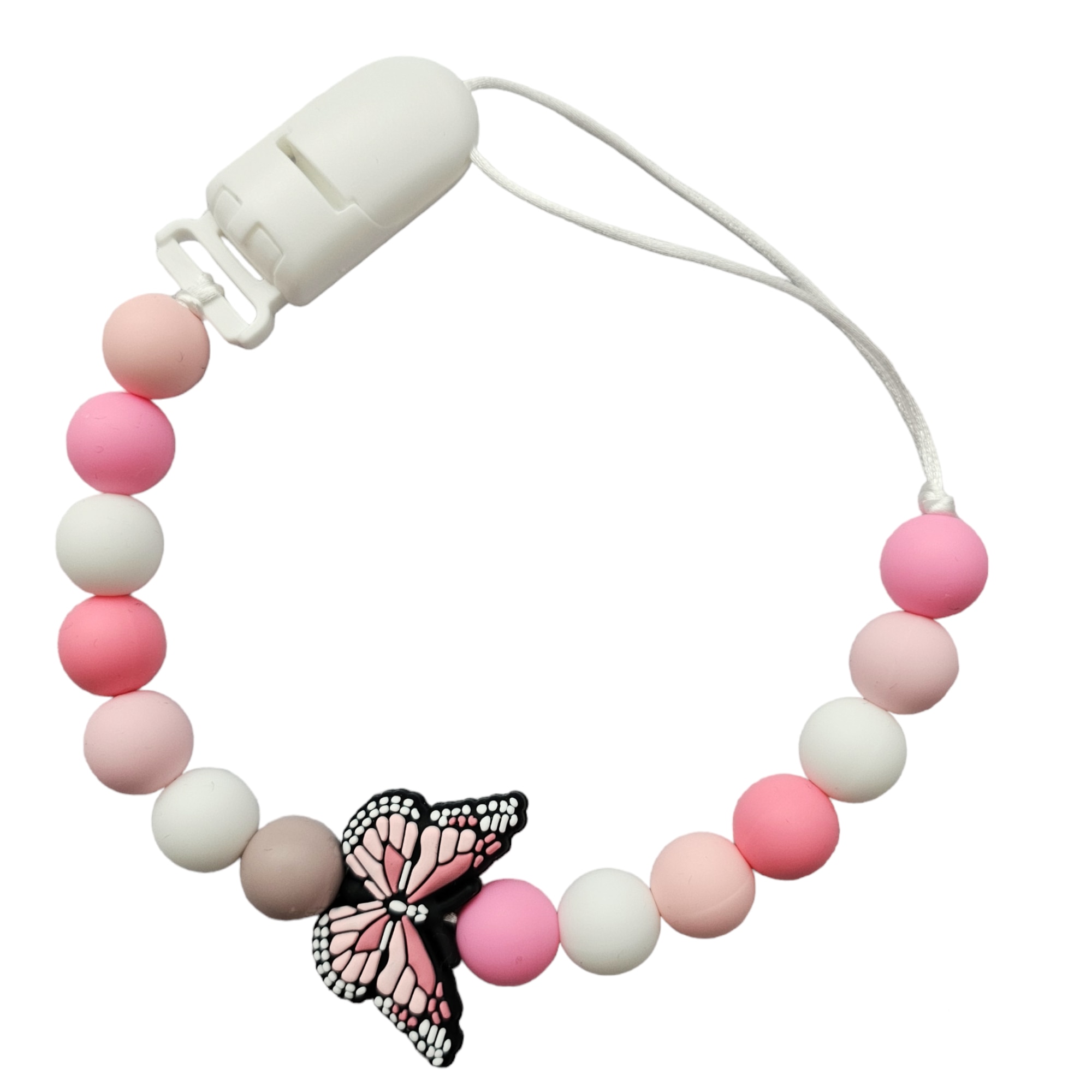 Lantisor pentru suzeta din silicon alimentar, Fluture roz - eMAG.ro