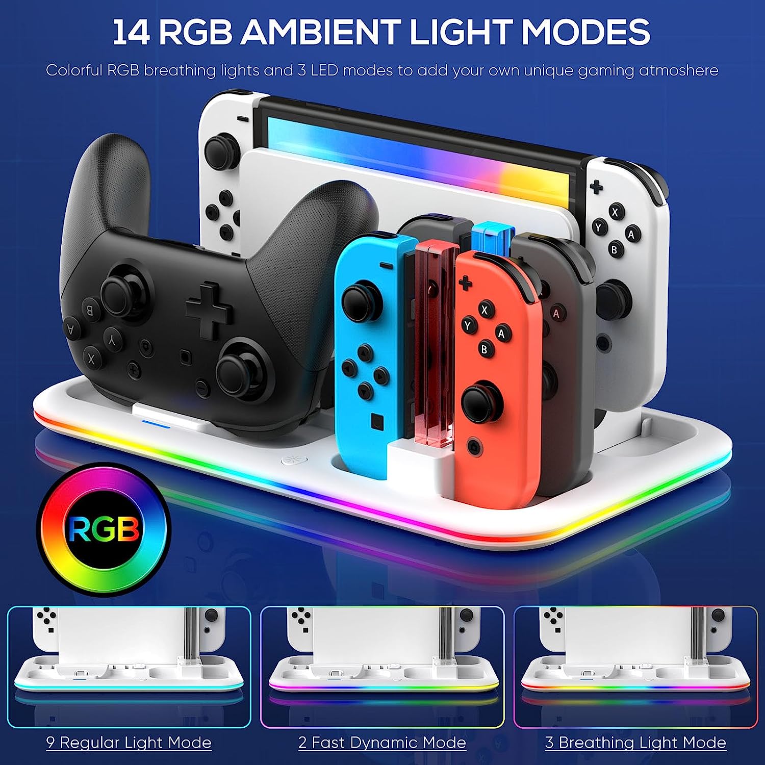 Switch Cooling Charging Dock за 4 Joy Cons и Switch Pro контролери с ...