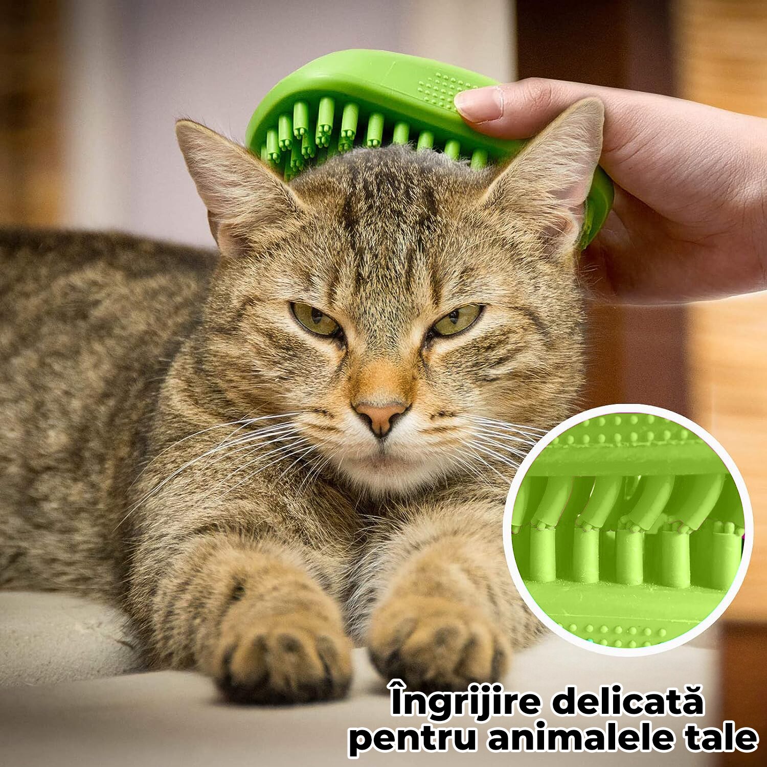 Perie de spalat pentru caini si pisici, cu peri din silicon moi cu ...