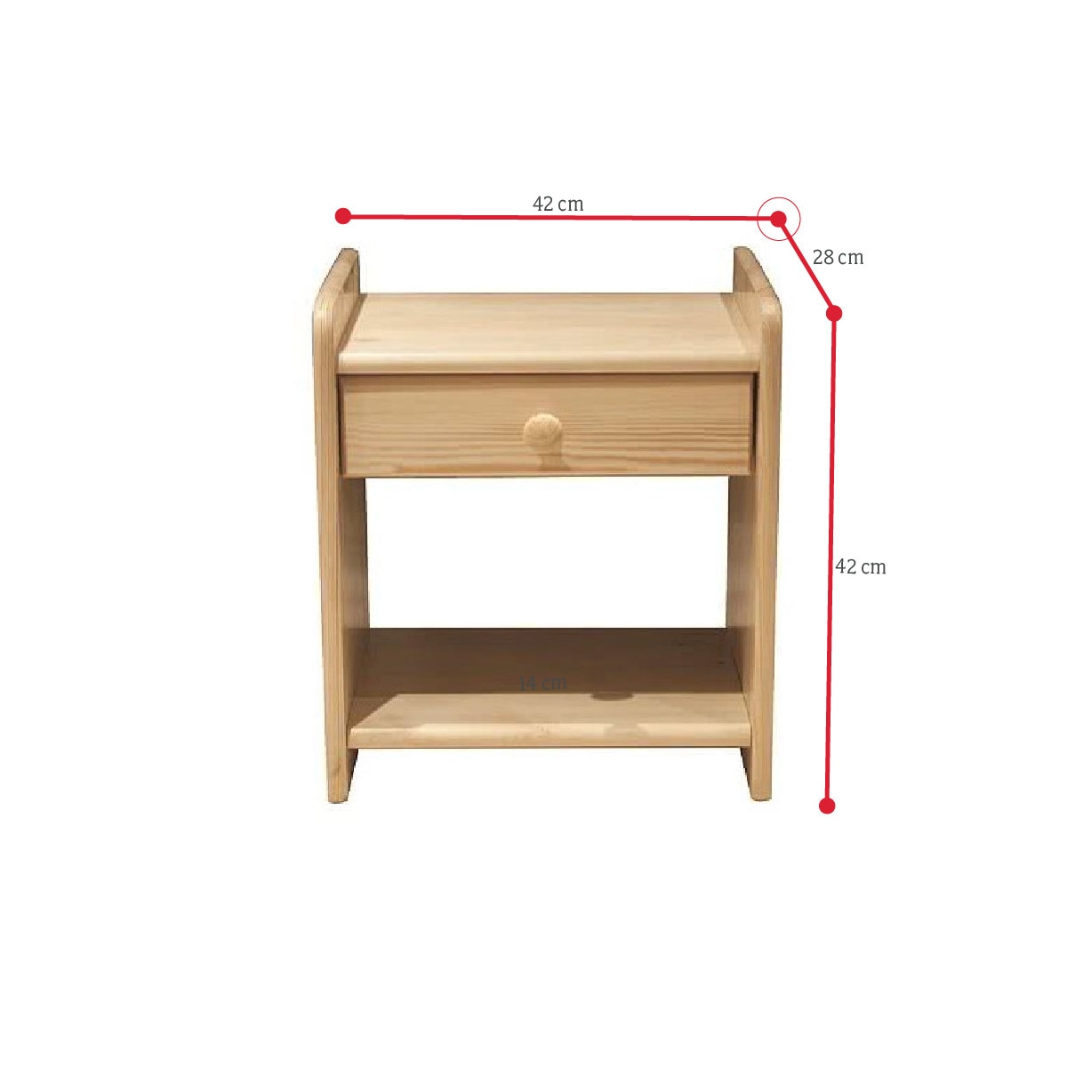 Noptiera din lemn masiv ROSE, 42x42x28 cm, natural-lac - eMAG.ro