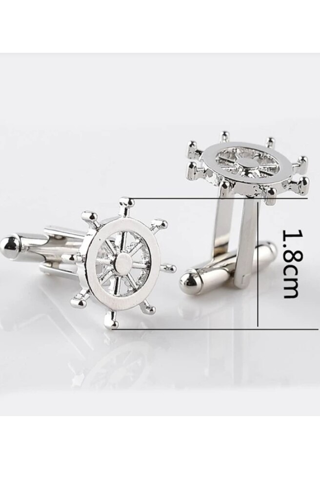 Set 2 Butoni Camasa, Ancora, Argintiu, 18 mm x 18 mm - eMAG.ro