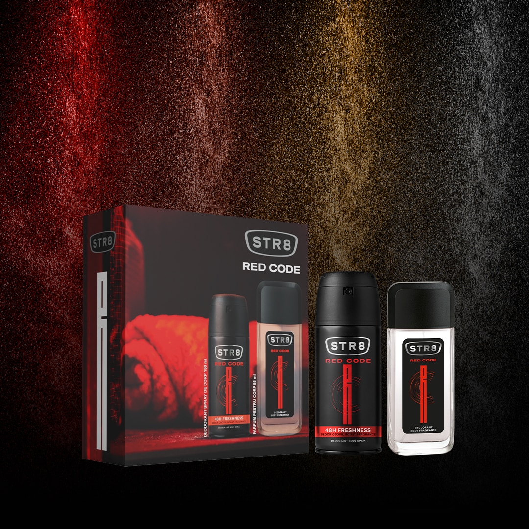 Set cadou STR8 Red Code: Parfum pentru corp, 85 ml + Deodorant spray ...