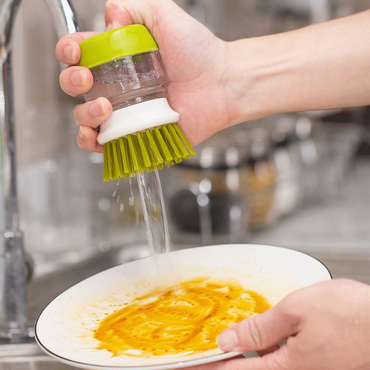 Perie de vase cu dozator de sapun Plastic, Verde - eMAG.ro