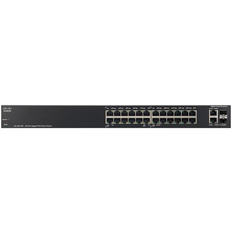 Switch Cisco SG200-26P, 26 x 10/100/1000 Mbps, Gigabit, PoE - eMAG.ro