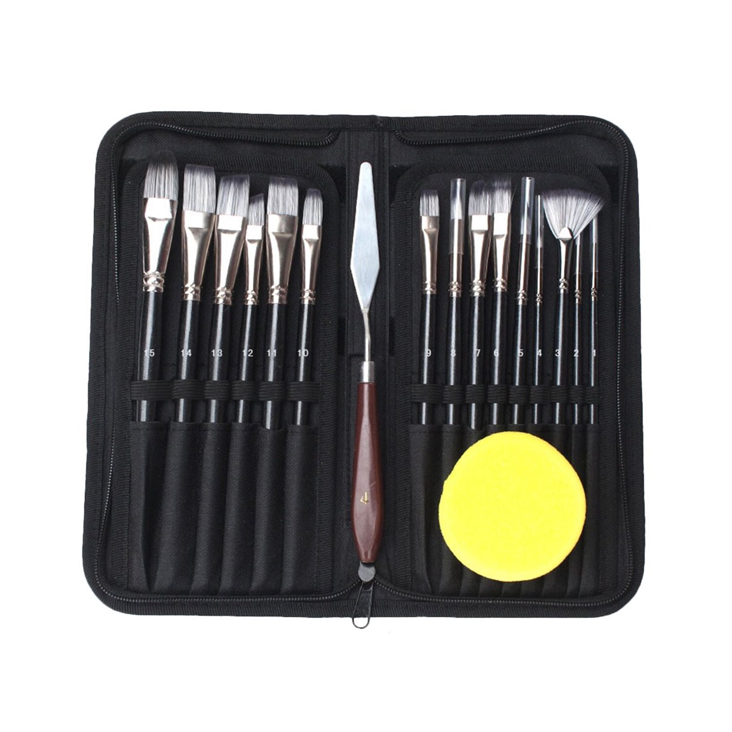 Set 15 pensule pentru vopsea, zggzerg, Include geanta de transport cu ...