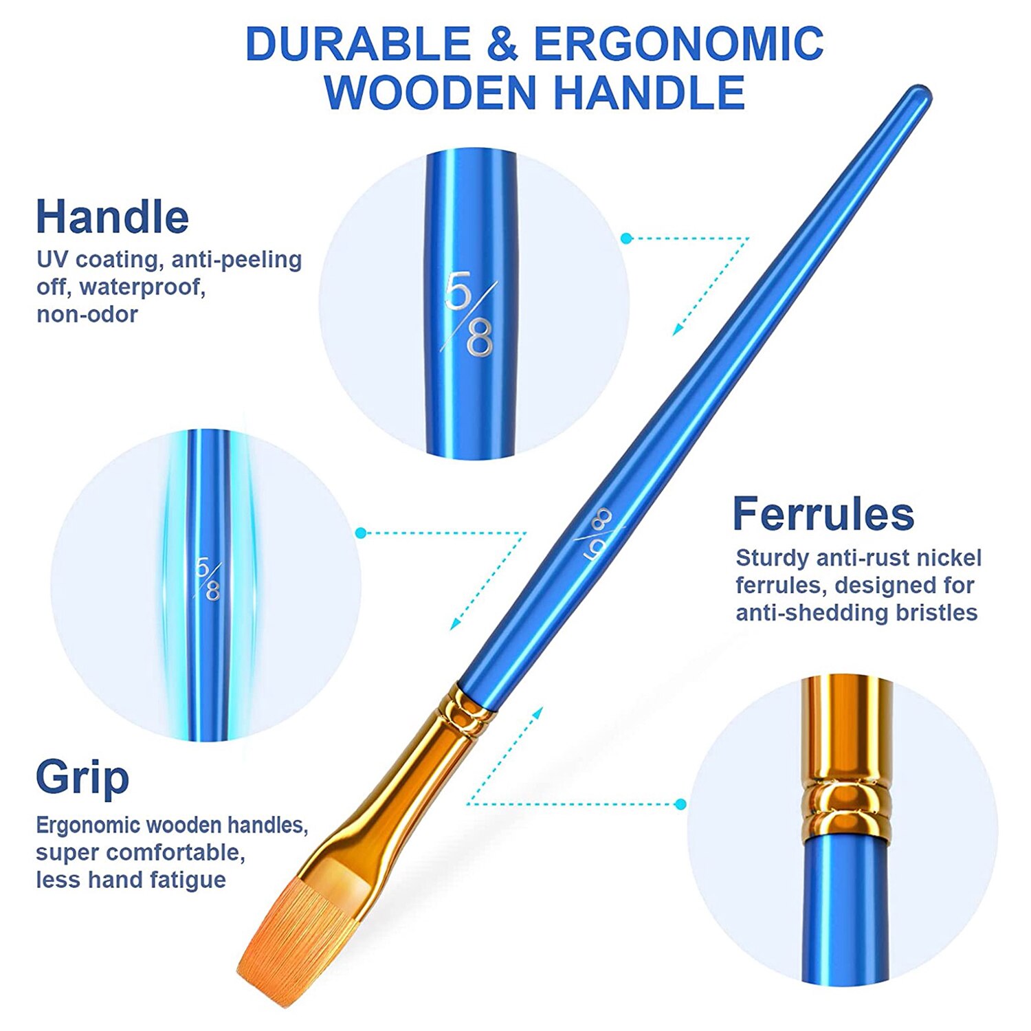 Комплект от 20 четки за боядисване, zggzerg, синтетични найлонови ...
