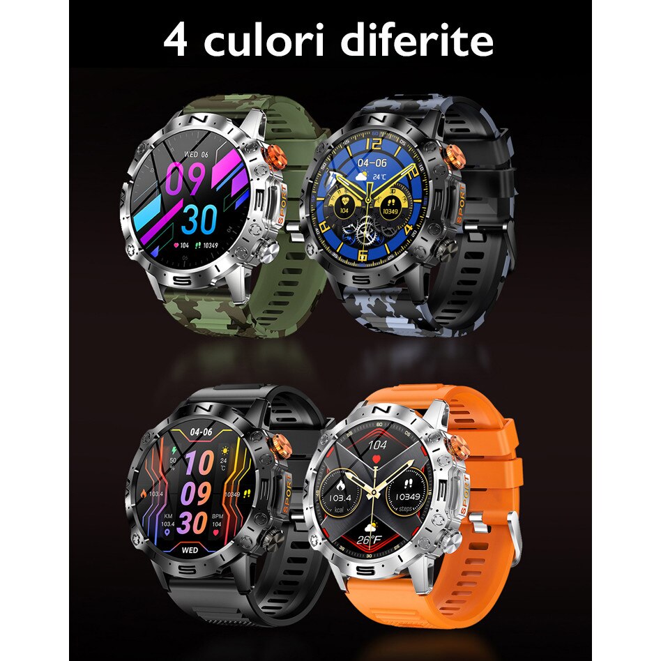 Ceas smartwatch barbati TechONE® K59 Ultra, 1.43 inch AMOLED ...