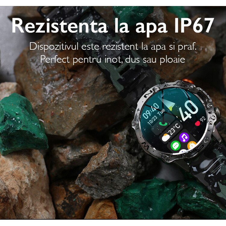 Ceas smartwatch barbati TechONE® K59 Ultra, 1.43 inch AMOLED ...