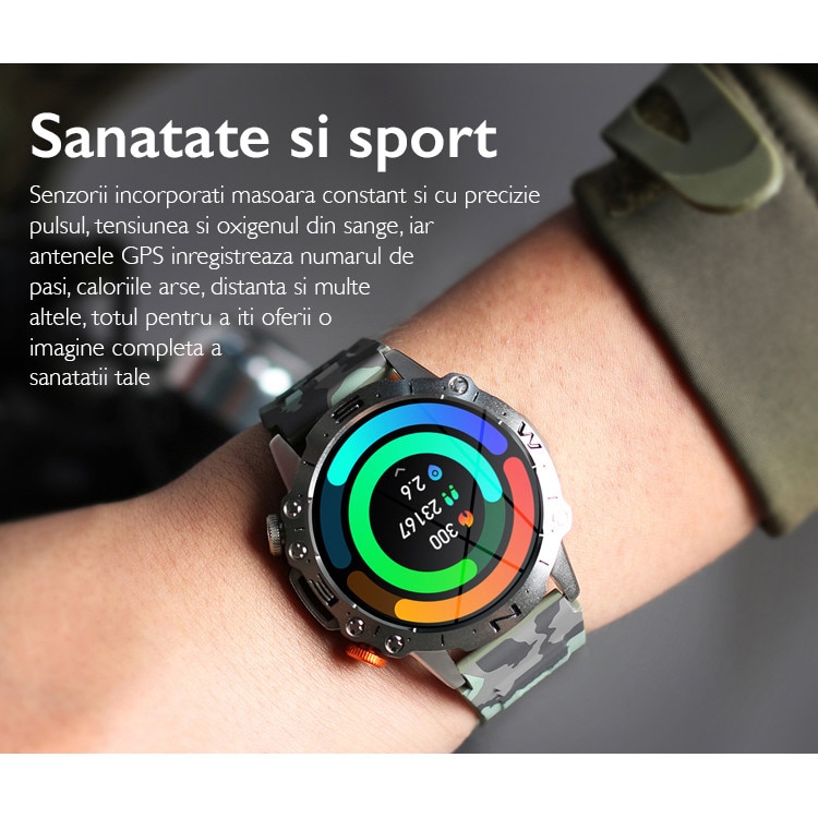 Ceas smartwatch barbati TechONE® K59 Ultra, 1.43 inch AMOLED, Convorbire Bluetooth HD, 100 ...