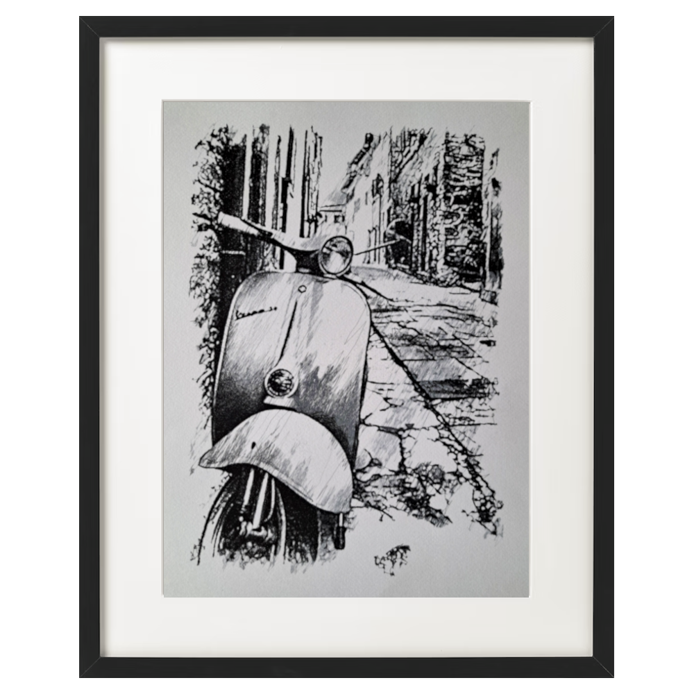 Tablou Poster Artistic Calatorie in jurul lumii - Italia, Scuter Vespa ...
