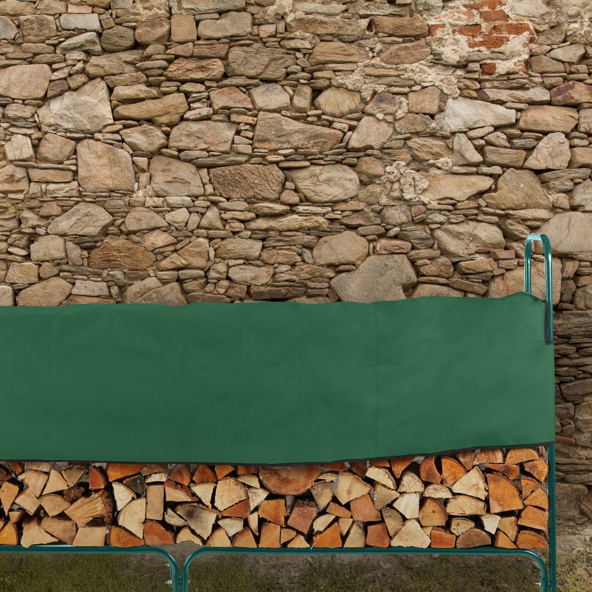 Suport pentru lemne de foc, Relaxdays, dimensiuni 122 x 250 x 30 cm ...