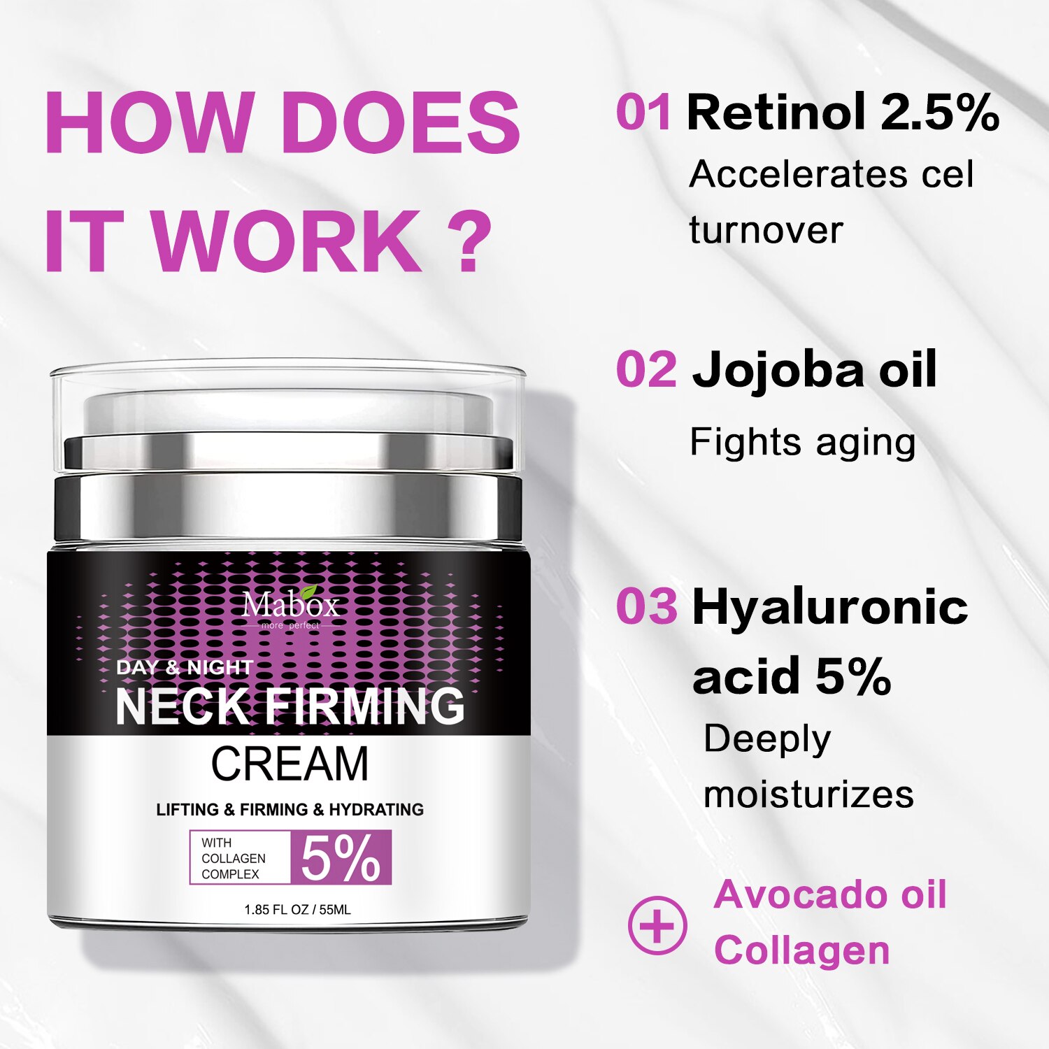 Crema pentru gat si decolteu Mabox Neck Firming Day & Night, Colagen ...