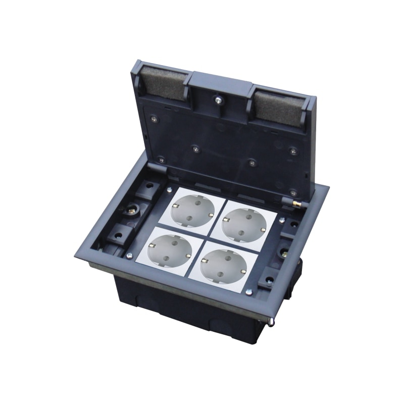 Priza podea, 4M, IP40, Plastic, 142x169 mm, Negru/Alb - eMAG.ro