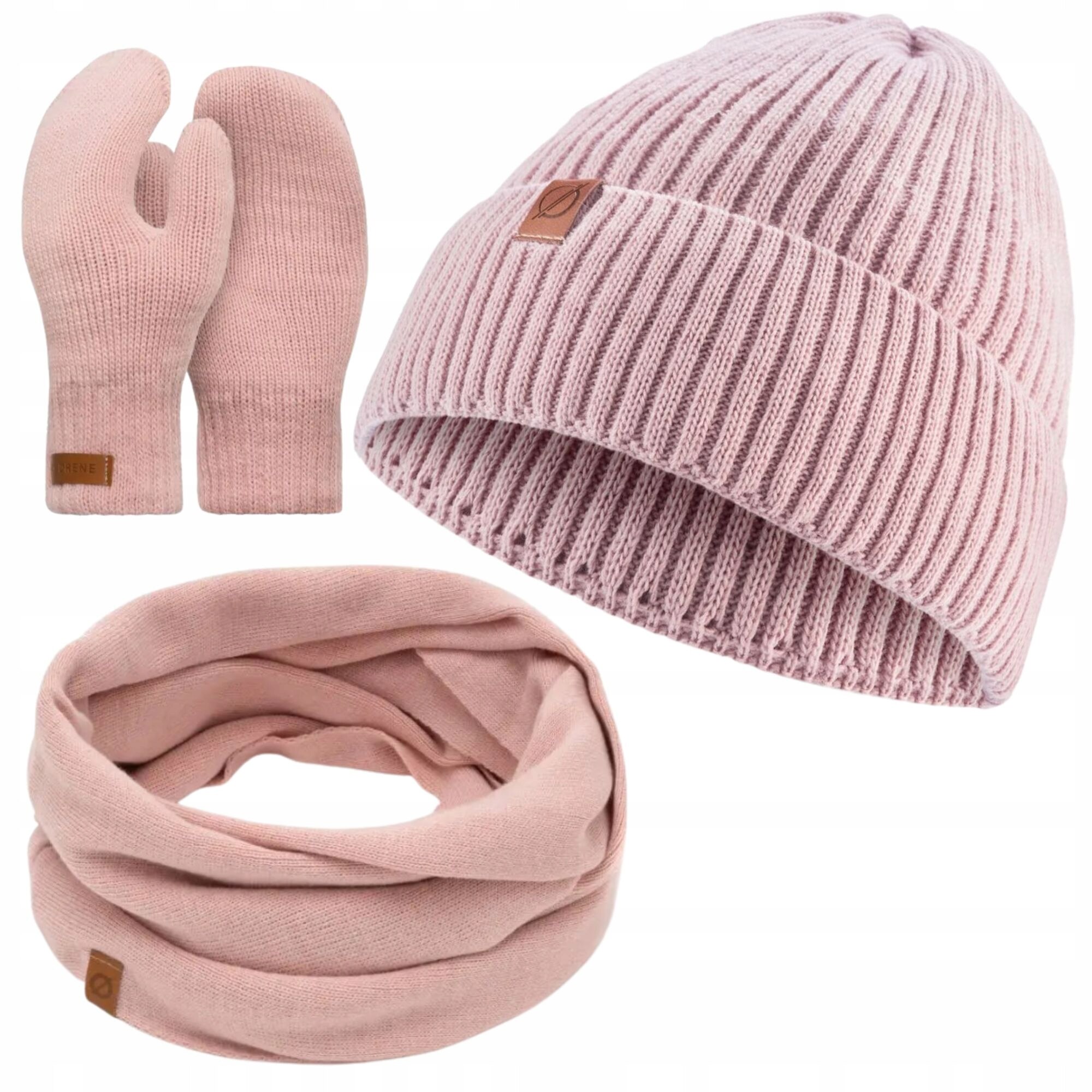 Set roz pudrat, Fes/esarfa, manusi, 3 in 1 - eMAG.ro