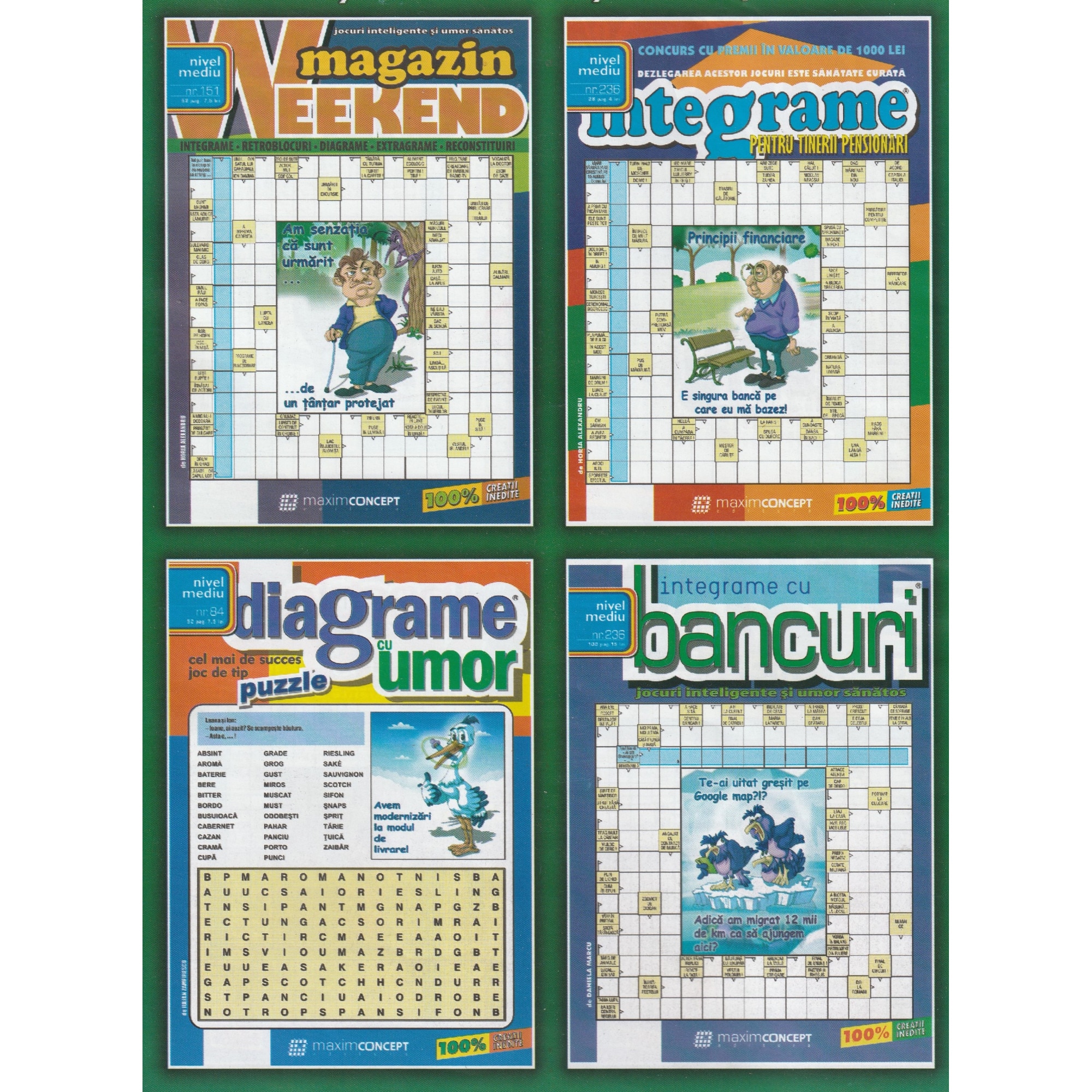 Pachet de integrame magazin de weekend, integrame pentru pensionari, diagrame cu umor, integrame ...