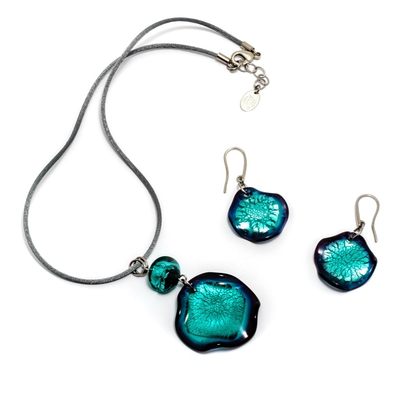 Set bijuterii din sticla de Murano Rony turcoaz - eMAG.ro