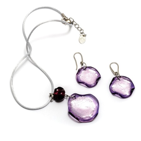 Set bijuterii din sticla de Murano Rony mov - eMAG.ro