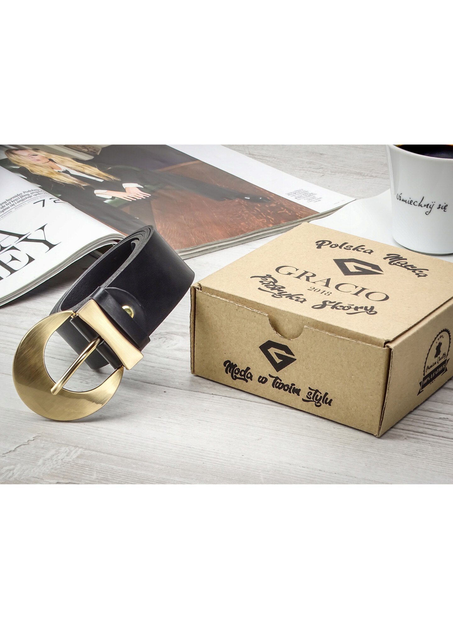 Curea lata dama cu catarama aurie, Gracio, Piele, 120 cm, Negru/Auriu ...