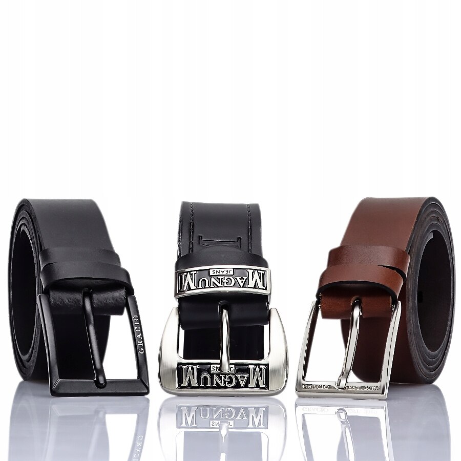 Set 3 curele barbati, Gracio, Piele, Maro/Negru, 115 cm - eMAG.ro