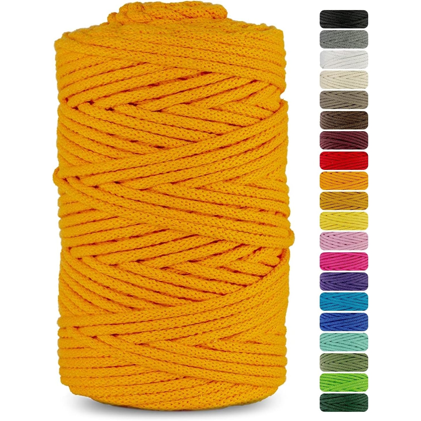 Snur pentru macrame, Netuno, Bumbac, 3 mm, 100 m, Galben inchis - eMAG.ro