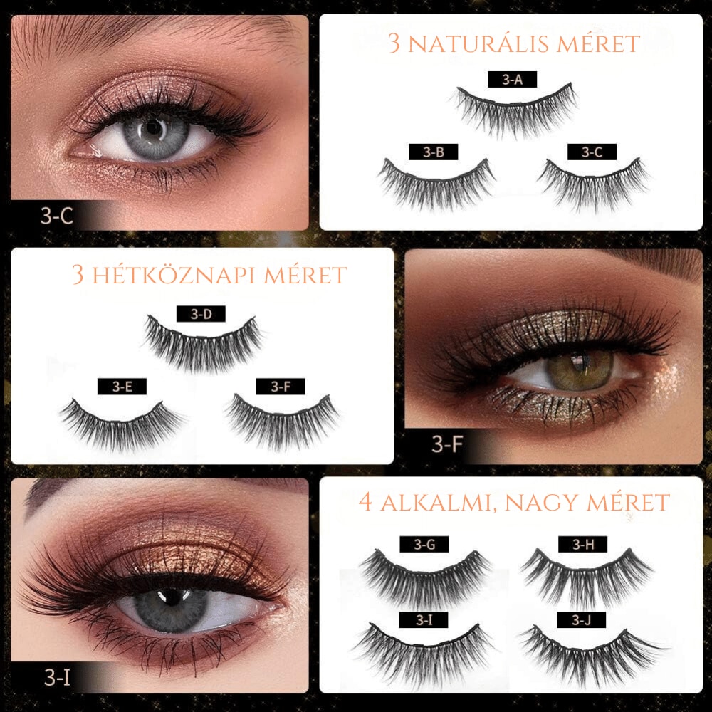 Set gene magnetice cu adeziv, si penseta, 10 perechi, Negru - eMAG.ro