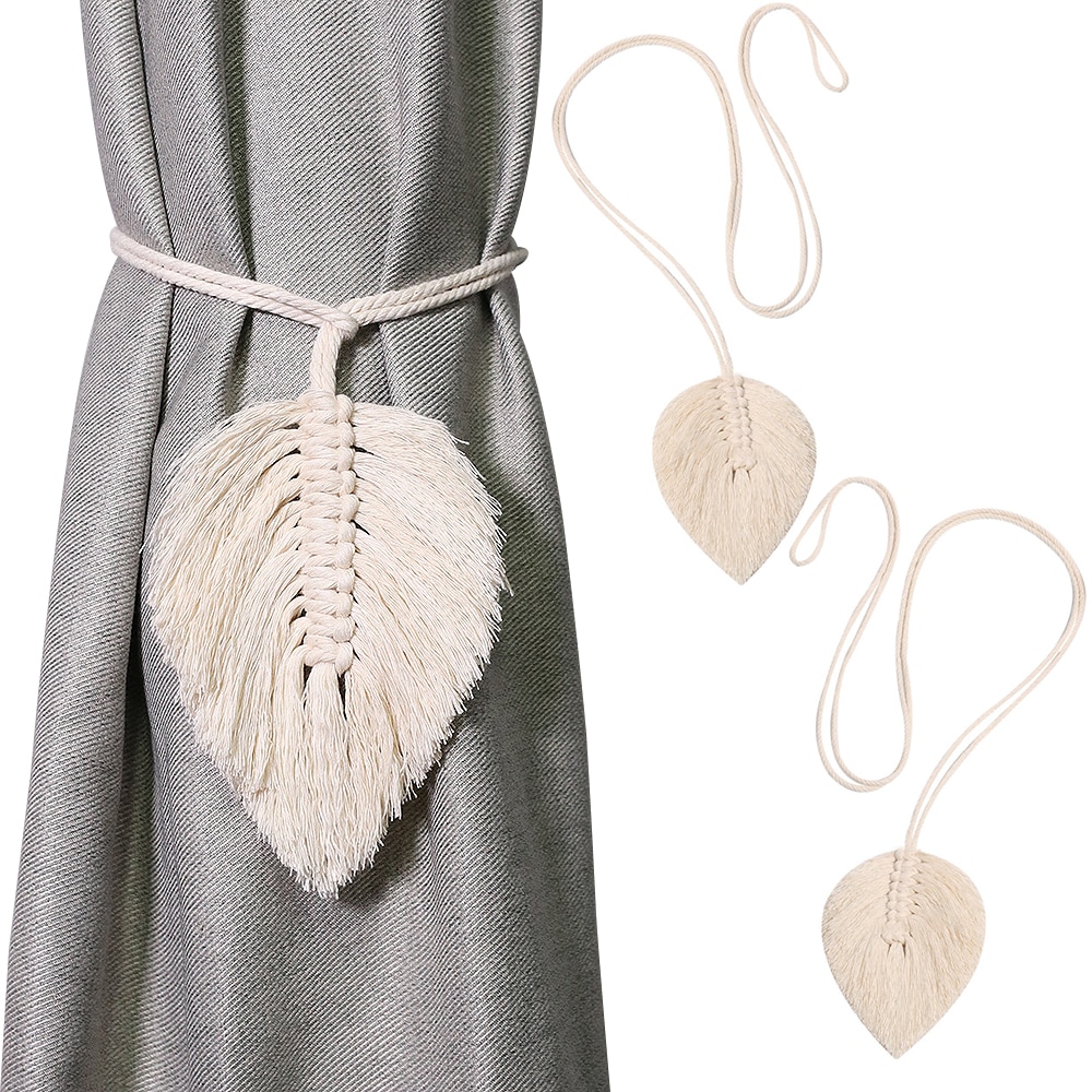 Set de 2 cleme pentru perdele, Bumbac, Bej - eMAG.ro