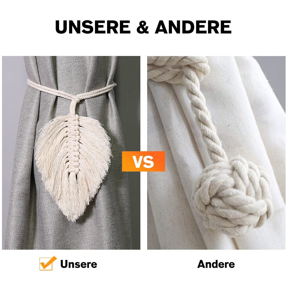 Set de 2 cleme pentru perdele, Bumbac, Bej - eMAG.ro