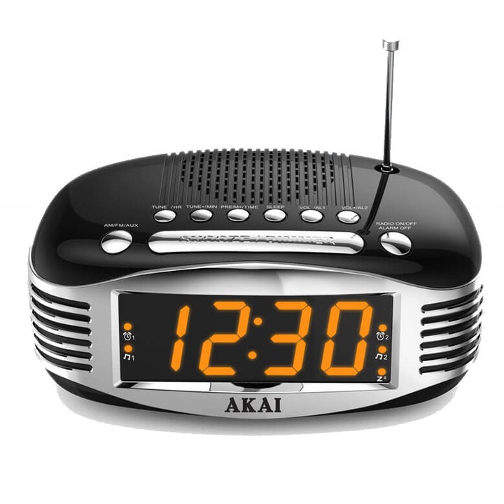 Radio cu ceas Akai CE-1500, AM/FM, Ecran LED, Sleep Timer, Negru - eMAG.ro
