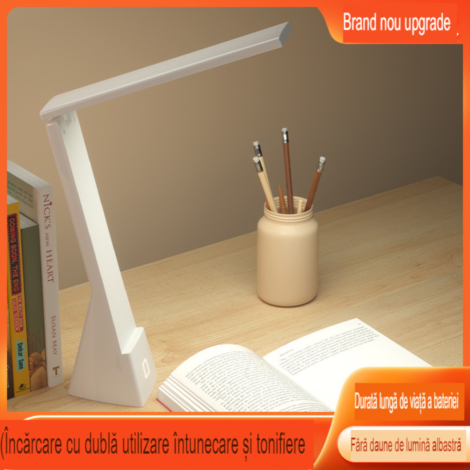 Lampa de birou cu led portabila MODERON reglarea luminii prin atingere ...