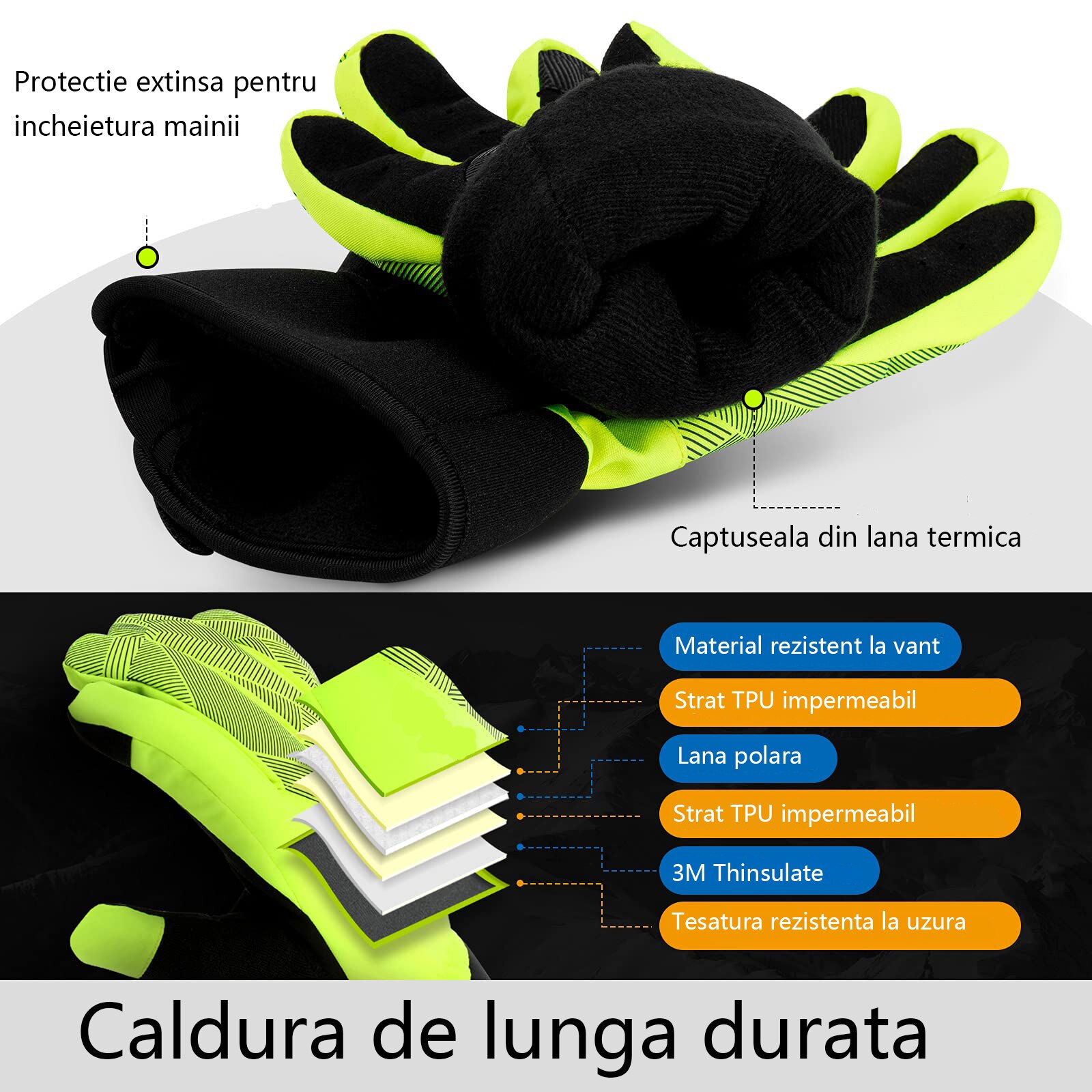 Manusi bicicleta cu degete, Vaxiuja, Rezistent la Apa, Touchscreen ...