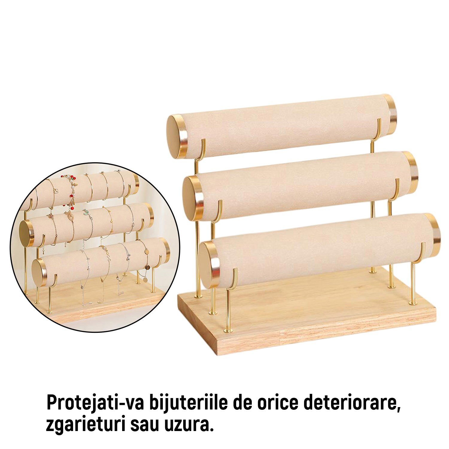 Suport pentru bijuterii, Vaxiuja, 3 niveluri, Detasabil, cu picior ...