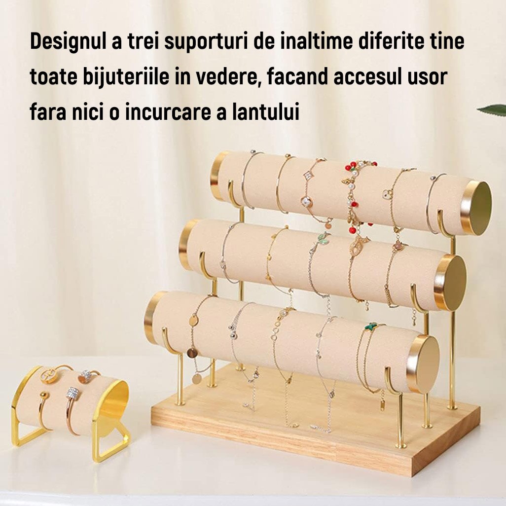 Suport pentru bijuterii, Vaxiuja, 3 niveluri, Detasabil, cu picior ...