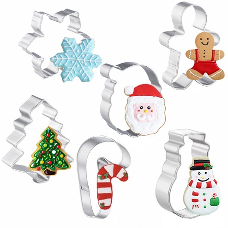 Set 6 forme pentru prajituri de Craciun, Mwaowm, Inox, Argintiu - eMAG.ro