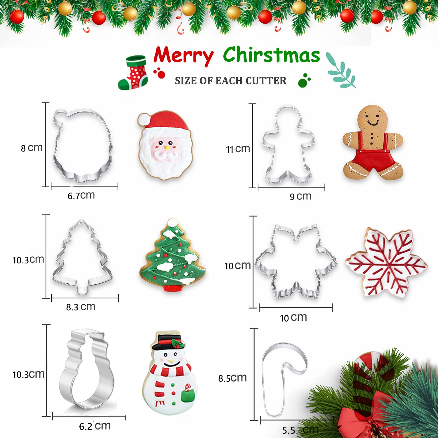 Set 6 forme pentru prajituri de Craciun, Mwaowm, Inox, Argintiu - eMAG.ro