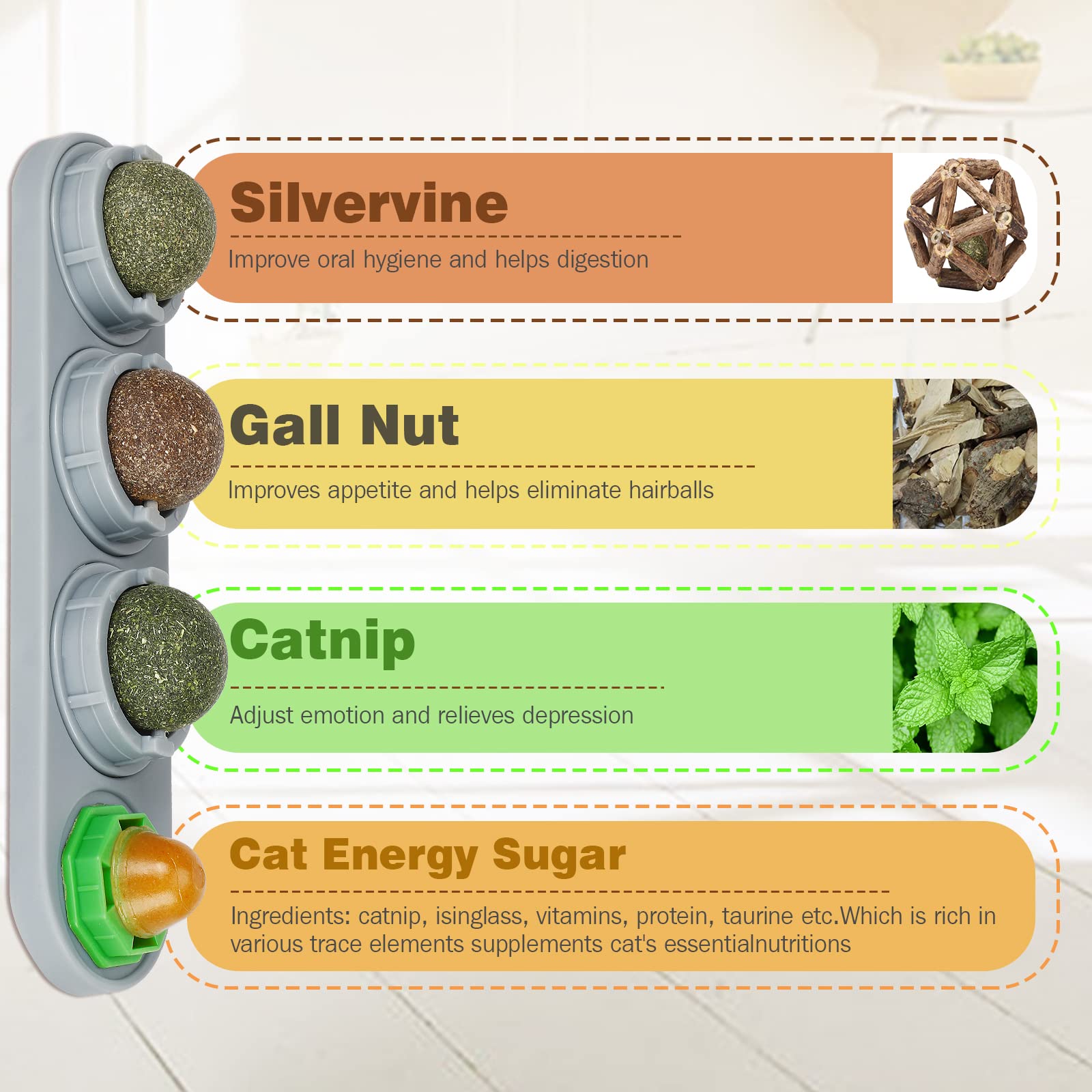 Set 4 bile de catnip, Mwaowm, Extract plante, Comestibile, Gri - eMAG.ro