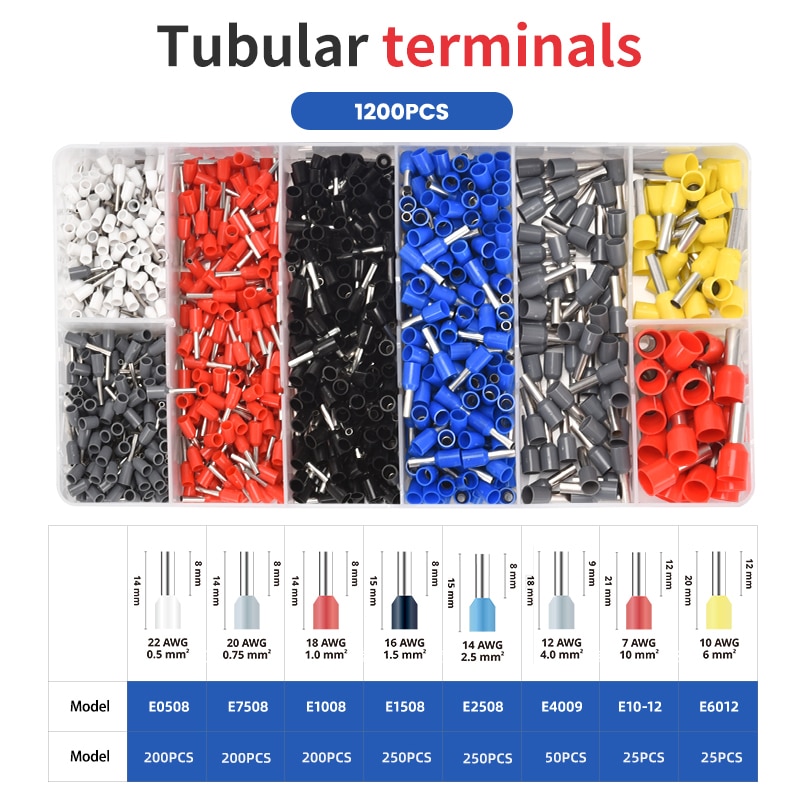 Set 1200 pini terminali pentru conductori electrici si cleste sertizare ...