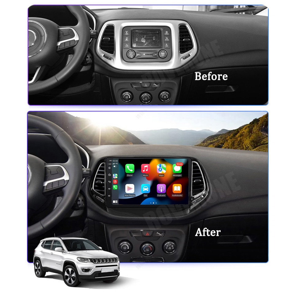 Navigatie GPS pentru Jeep Compass 2017 2018 CarPlay Android Auto Stereo ...