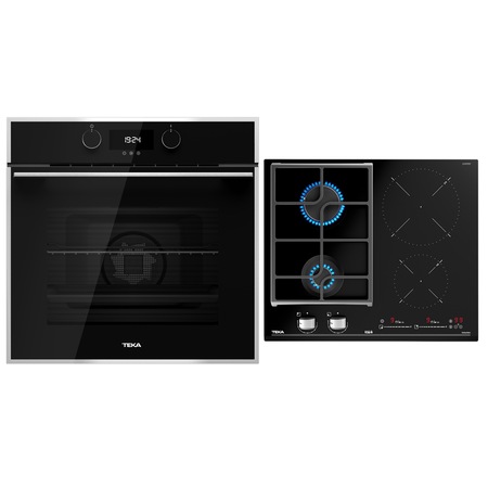 Pachet Cuptor incorporabil Teka HLB 830 SS, 70 litri, HydroClean PRO plus Plita mixta pe gaz si ...
