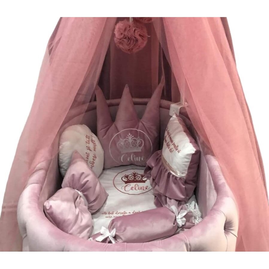 Patut balansoar bebe, personalizat, tapitat cu catifea, Luxury Diamant ...