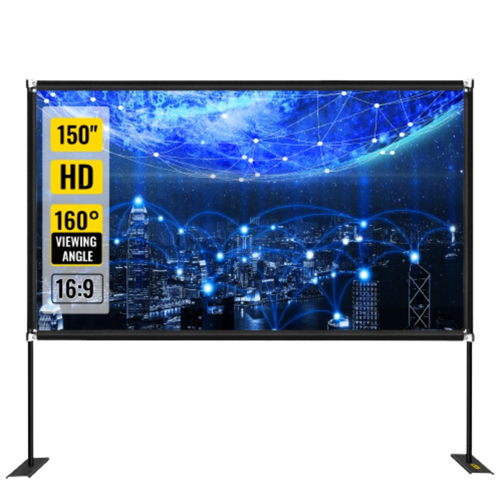 Ecran proiector, 150 inch, 4K, HD, Home Cinema, Negru - eMAG.ro