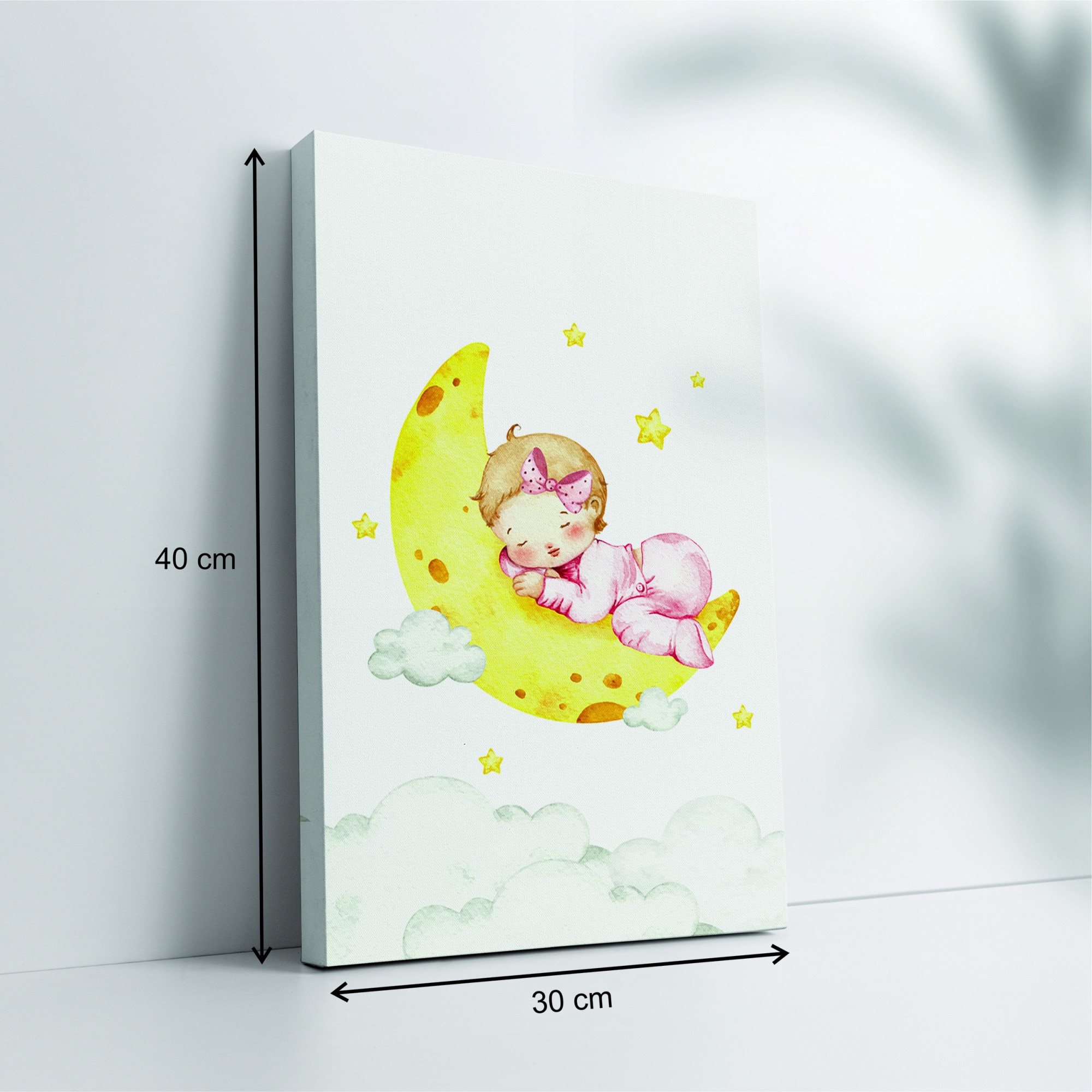 Set 3 tablouri canvas decorative, cu luna pentru camera copiilor ...