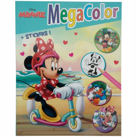 Carte de colorat Mini Mouse, Disney, Stickere, Hartie, 21x27 cm ...