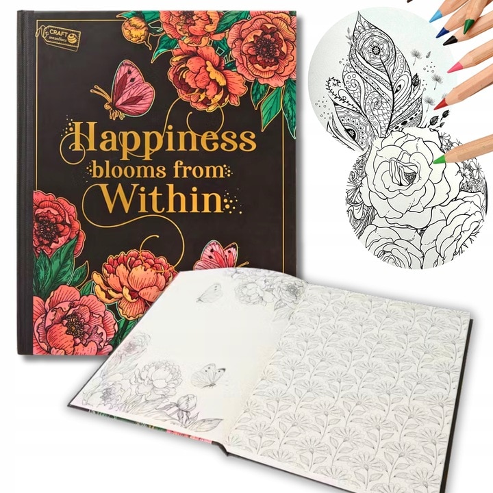 Carte colorat antistres, 80 desene, 25 x 20 x 1.5 cm, 40 coli - eMAG.ro