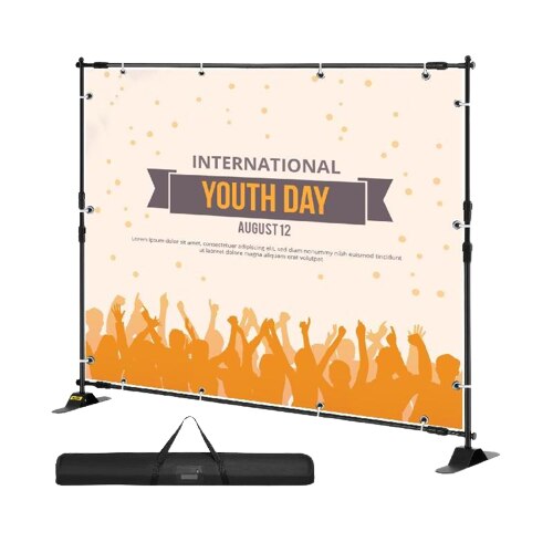 Stand banner, 8FT, reglabil, fundal telescopic, nunta video, negru ...